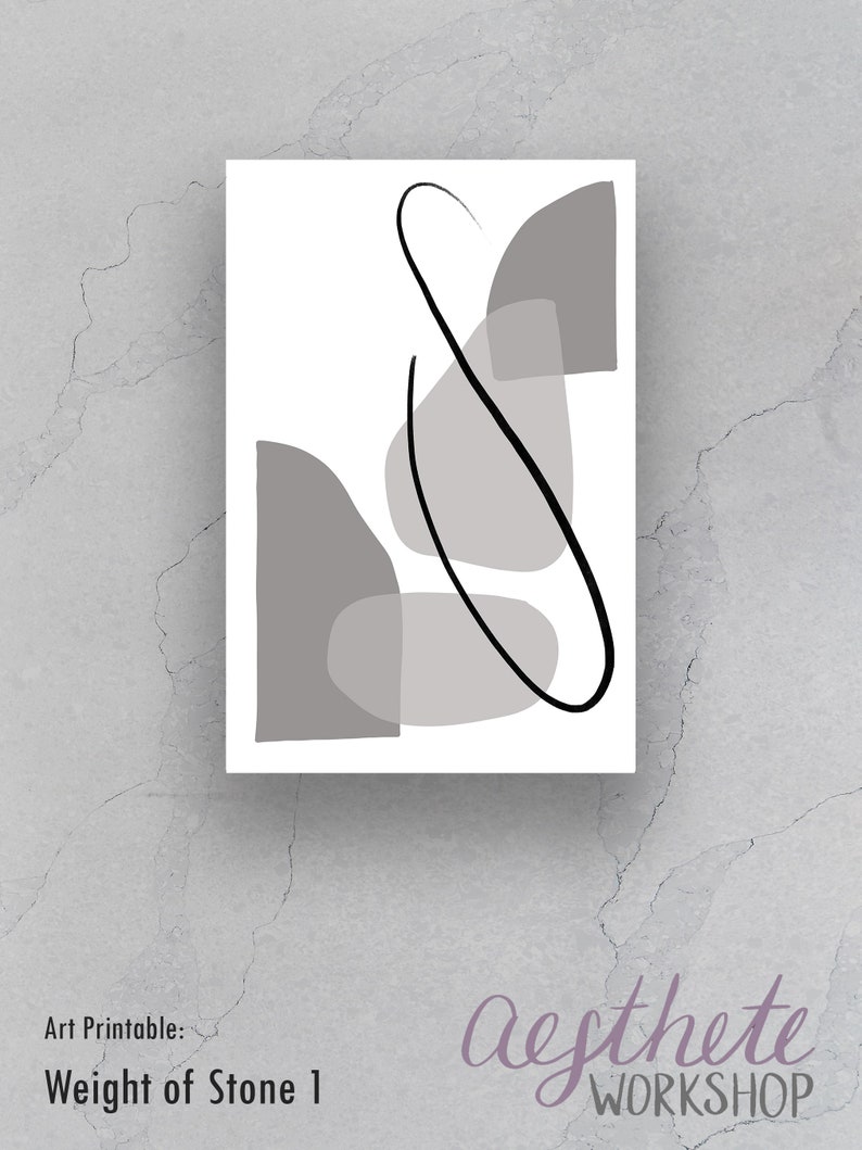 WEIGHT OF STONE | Set of Four | Printable Art, Gray Modern Art, Set of ...