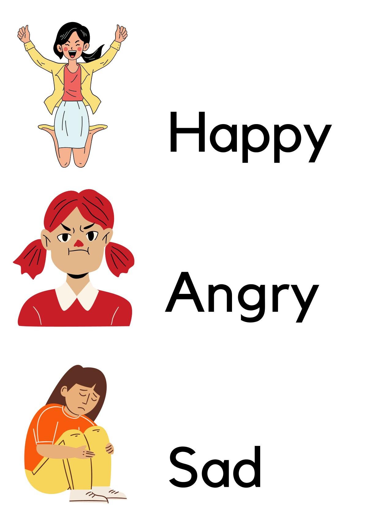 Simple ESL Emotion Printable - Etsy