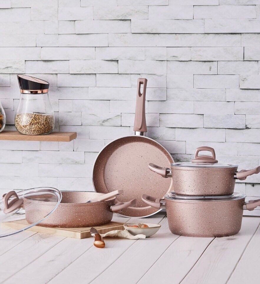 7 pcs stone cookware set modern luxury cookware set | Etsy