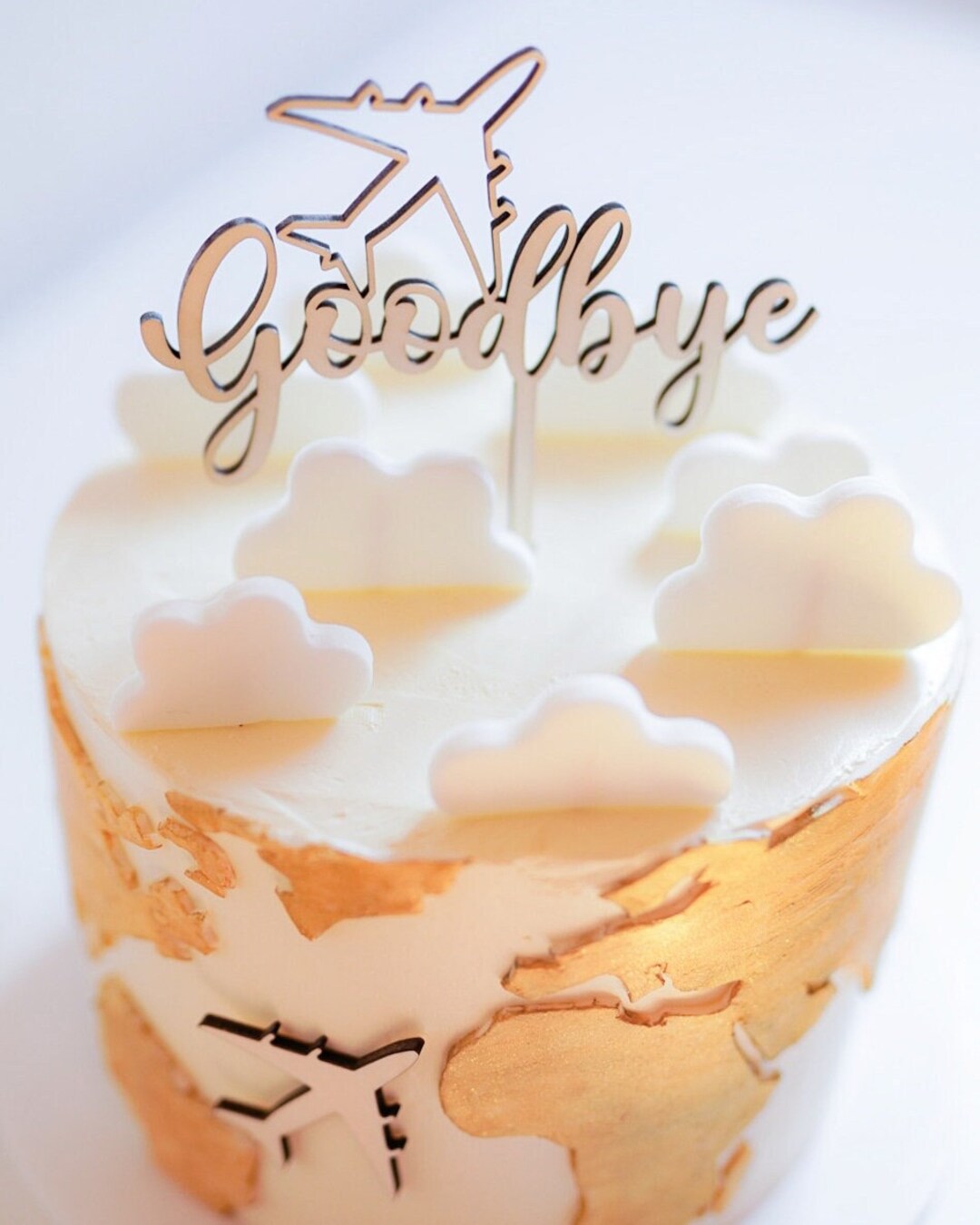 Cake Topper "goodbye" With Plane - Cake Topper / Cake Decoration ...