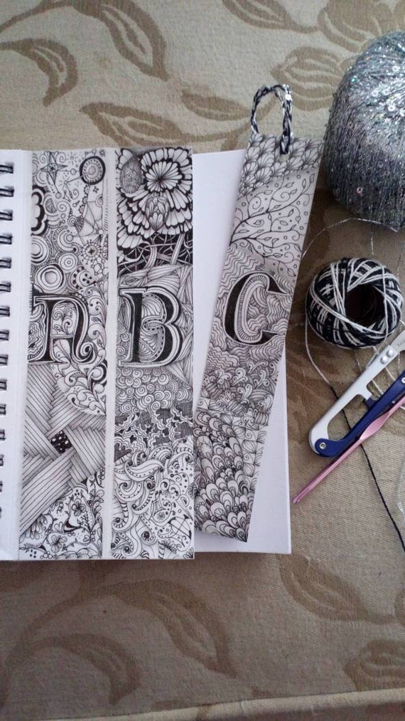 Hand Drawn Monogrammed Bookmarks - Etsy UK