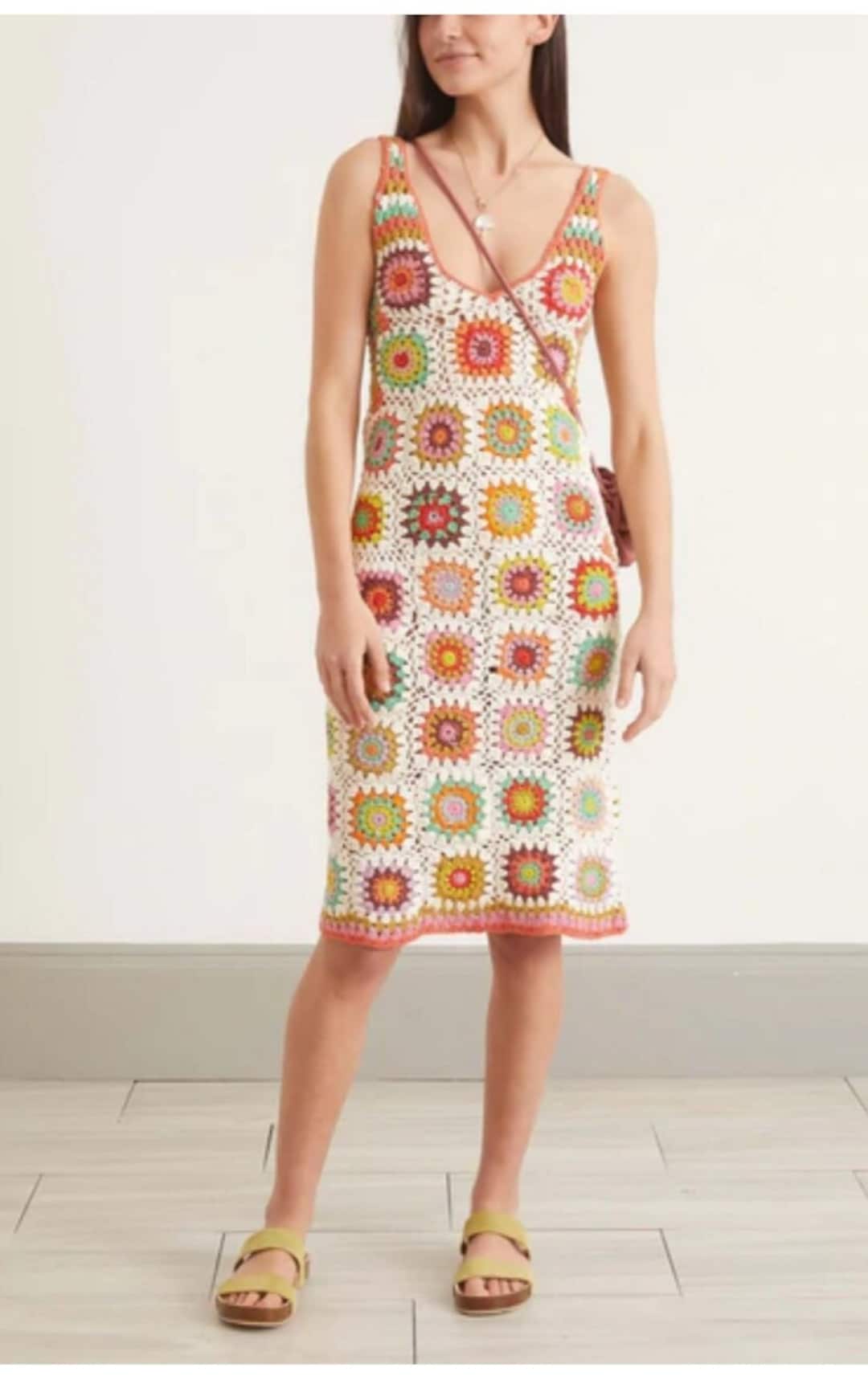 Granny Square Boho Dress, Granny Square Bohemian Dress, Granny Square ...