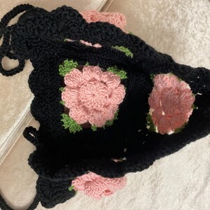 Granny Square Rose Bonnet, Crochet Winter Bonnet, Granny Square Rose ...