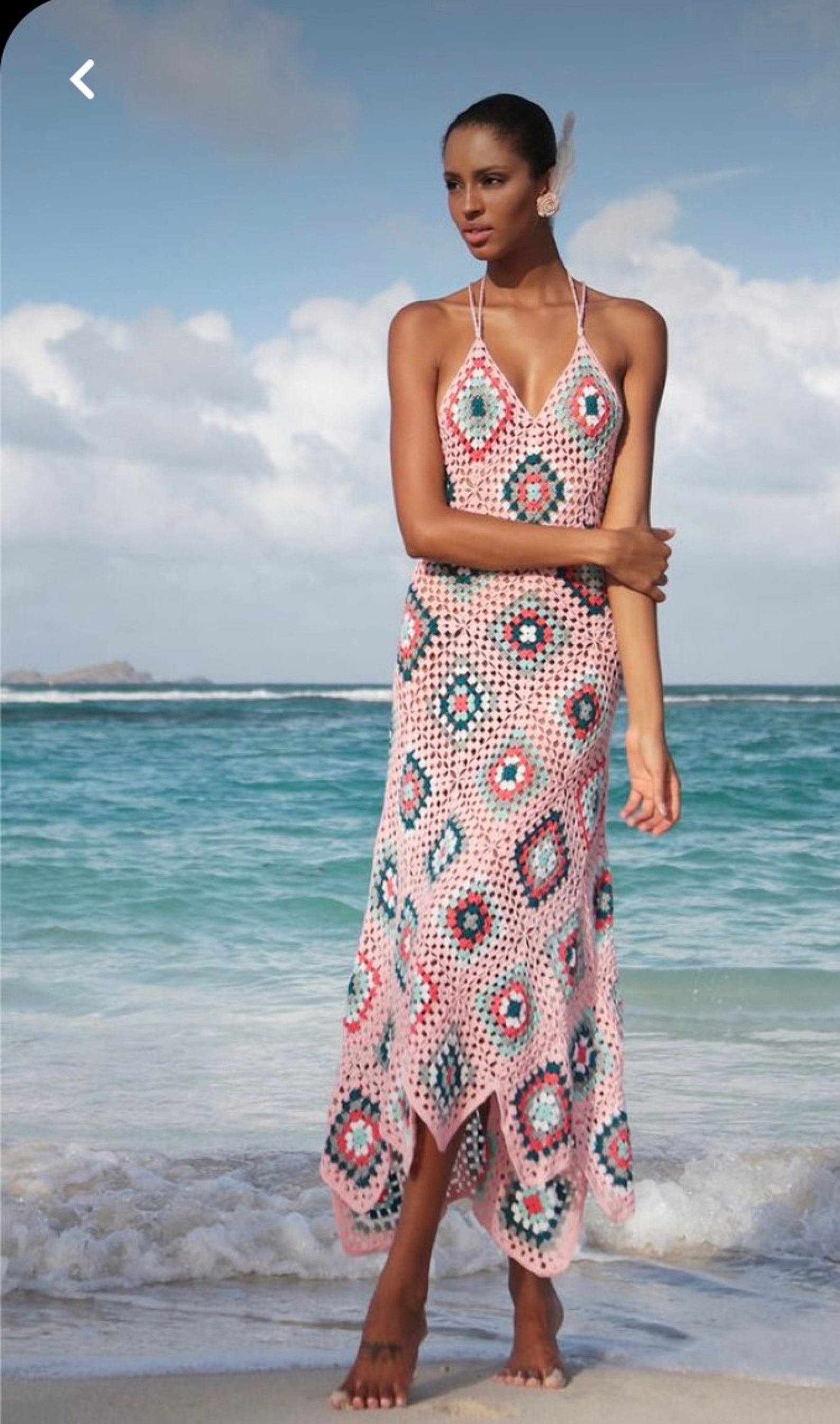 Bohemian Crochet Dress Crochet Beach Dress Granny Square - Etsy