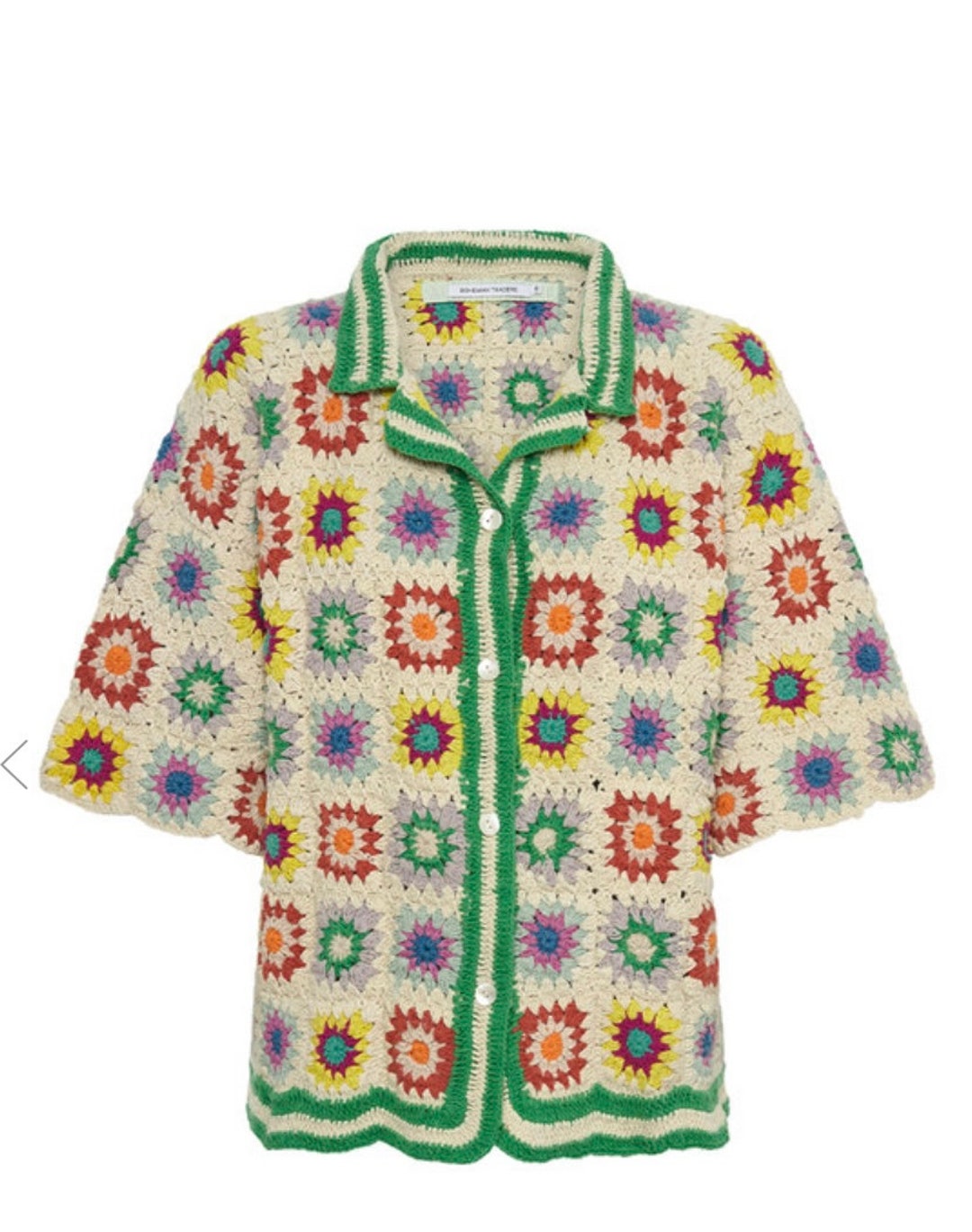 Bowler Collar Short Sleeve Crochet Shirt, Bohemian Unisex Crochet Shirt ...