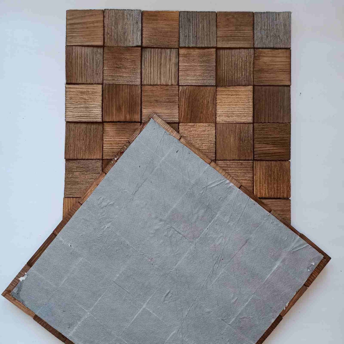 Walnut Rustic Wooden Mosaic Panels Wood Wall Art Sound - Etsy