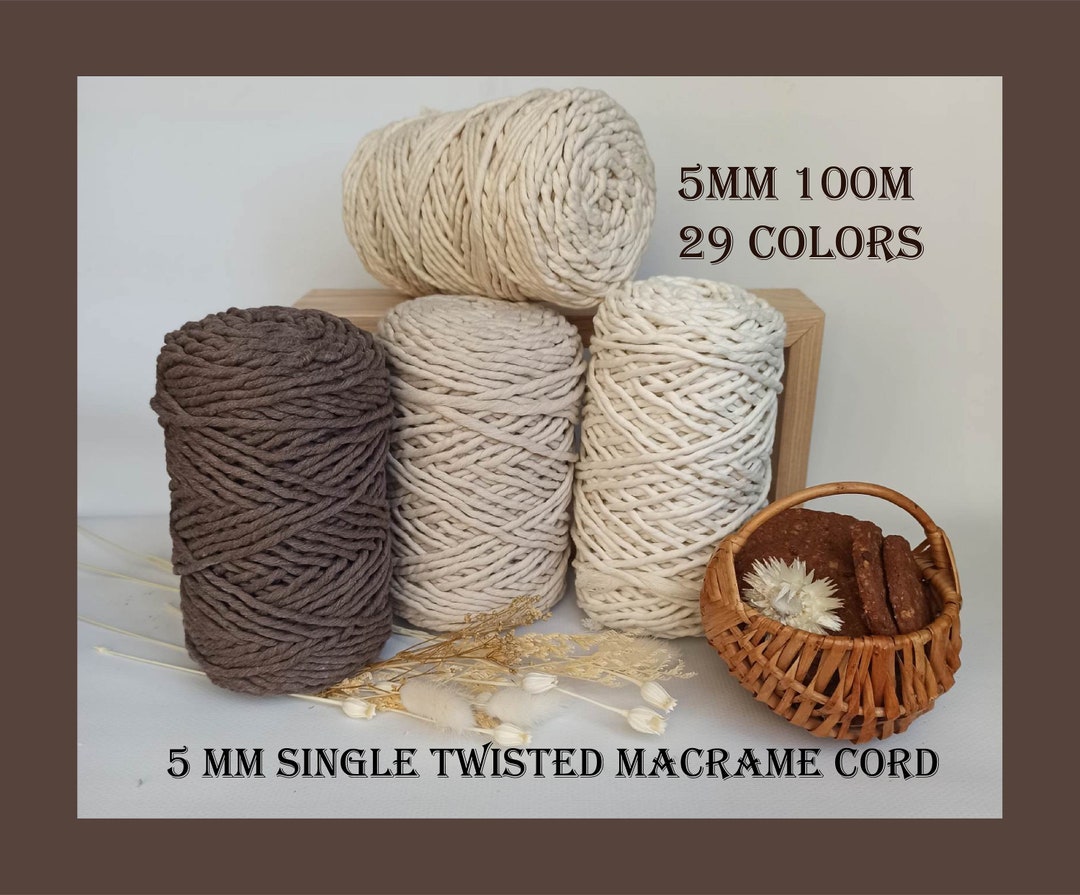 5 Mm (0.2") Single Twisted Macrame Cord 100m (328ft) - 29 Colors - 100% ...