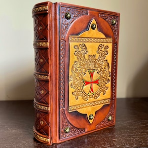 Medieval Leather Journal - Templar Cross, Embossed Heraldic Book - Etsy