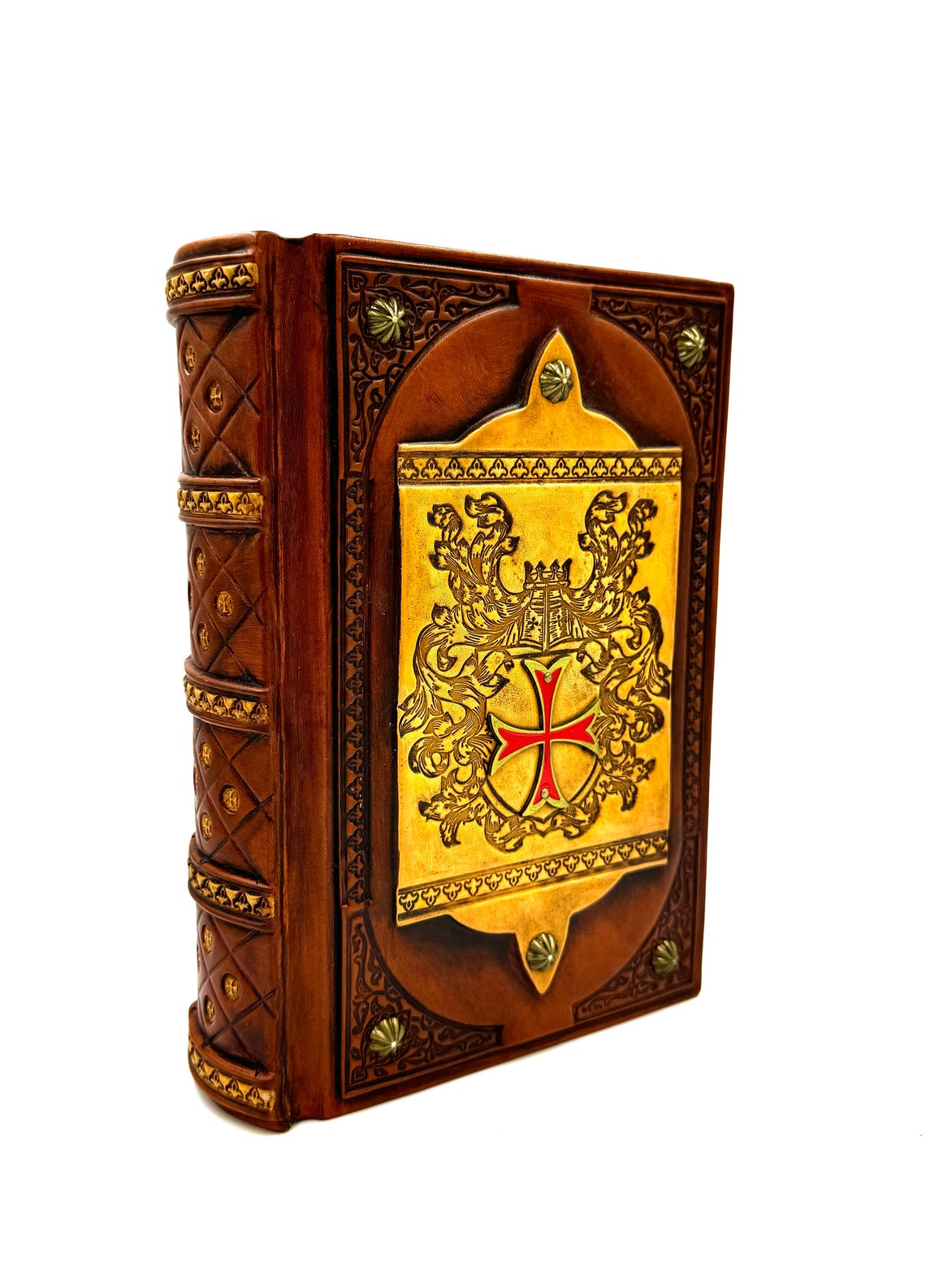 Medieval Leather Journal - Templar Cross, Embossed Heraldic Book - Etsy