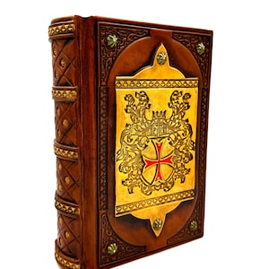 Medieval Leather Journal - Templar Cross, Embossed Heraldic Book - Etsy