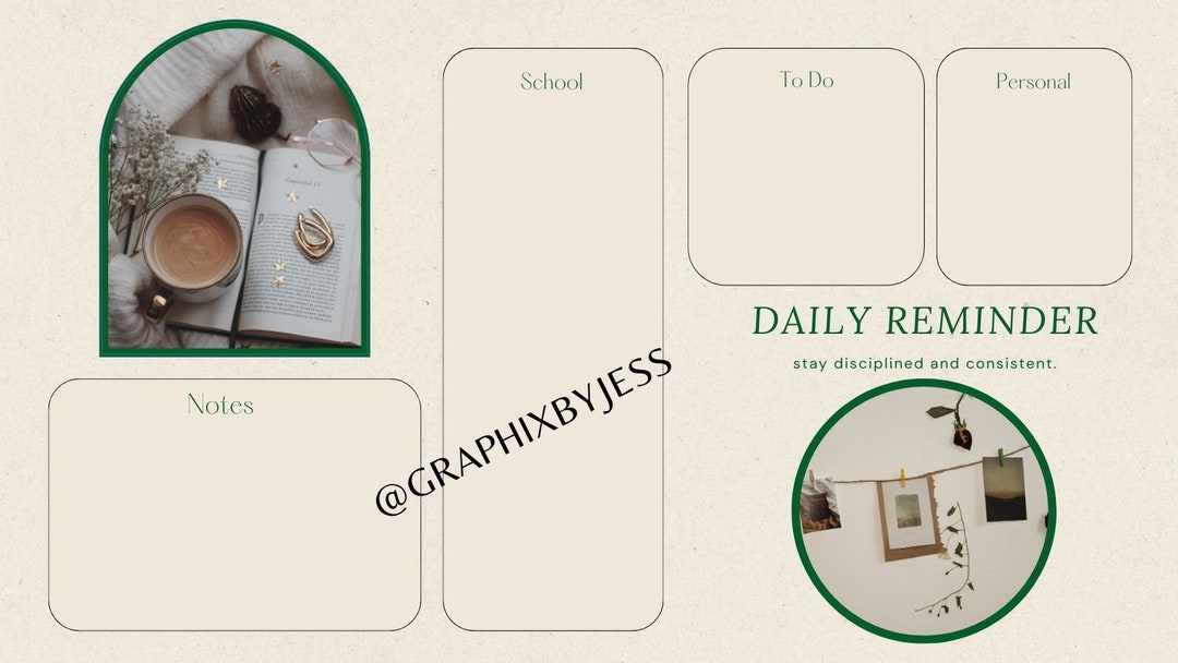 Desktop Organizer Template | Aesthetic and Modern Wallpaper | School ...