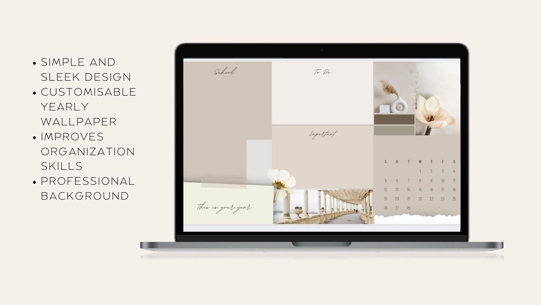 Desktop Organizer Template | 2023 | Aesthetic and Modern Wallpaper | - Etsy