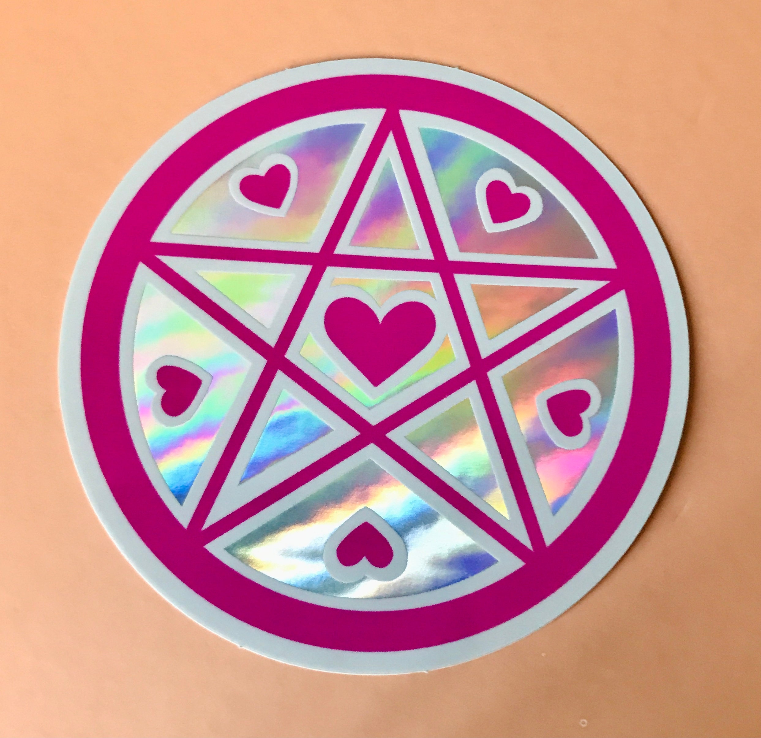 Holographic Heart Pentagram Vinyl Sticker | Etsy