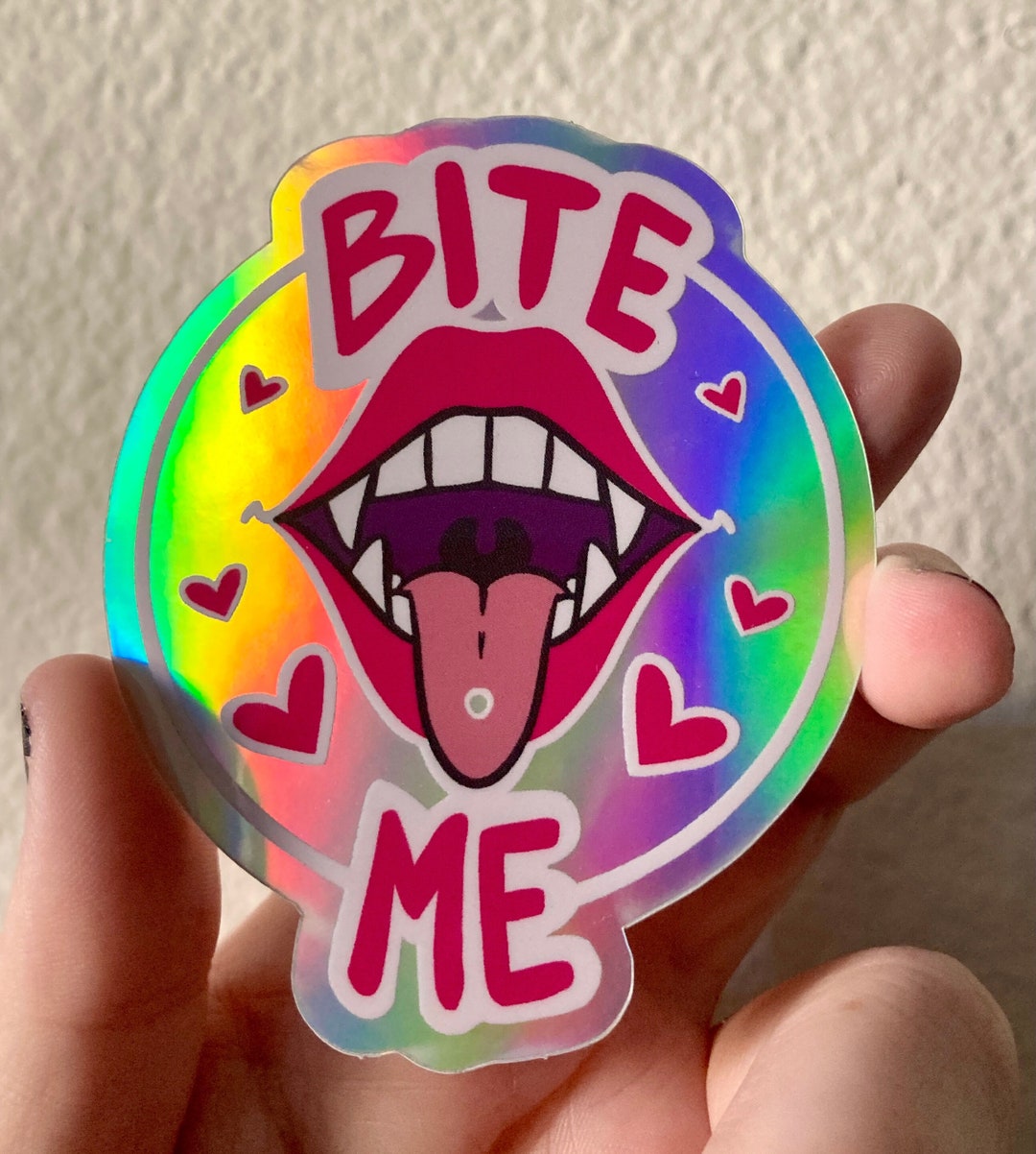 BITE ME Holographic Vinyl Bumper Sticker - Etsy