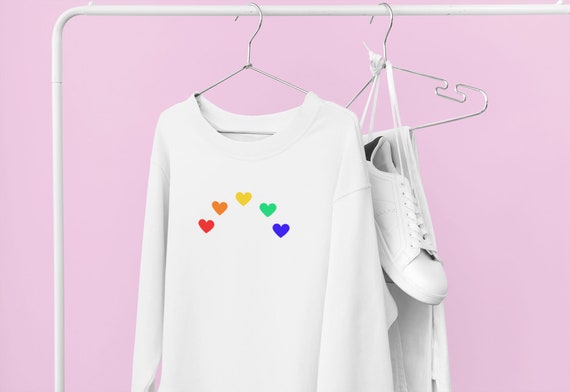 LGBTQ Rainbow Sweater Gay Pride Sweatshirt White Jumper | Etsy