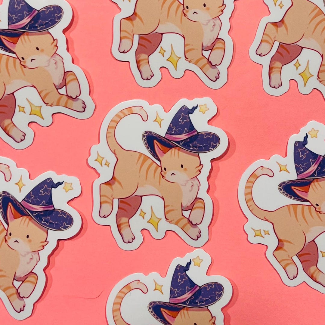 Wizard Cat Sticker | Kitten Sticker | Cute Animal Sticker | Laptop ...