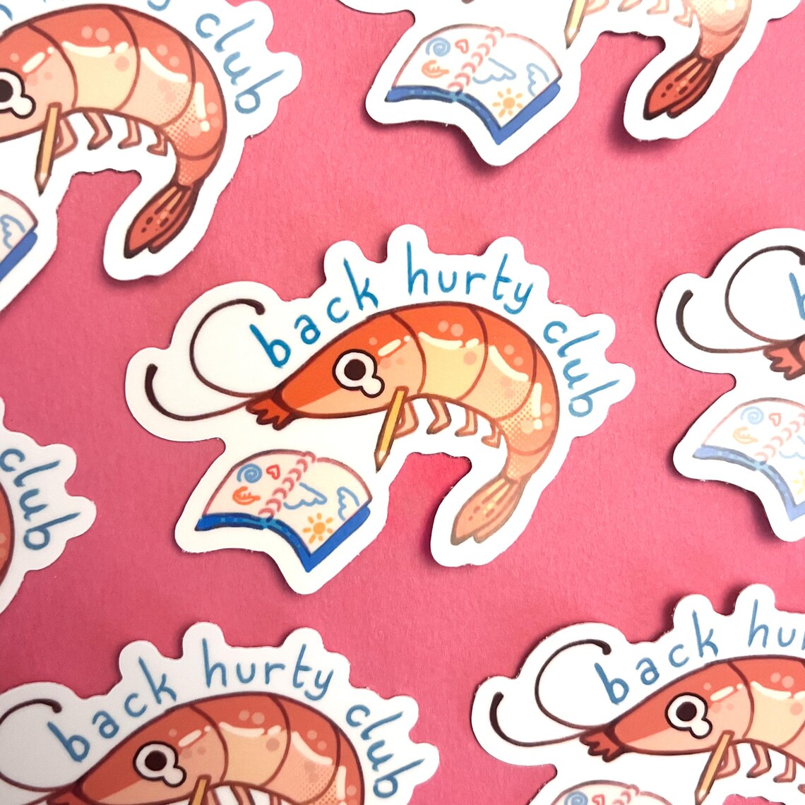 Back Hurty Sticker | Shrimp Sticker | Laptop Sticker | Vinyl Sticker - Etsy