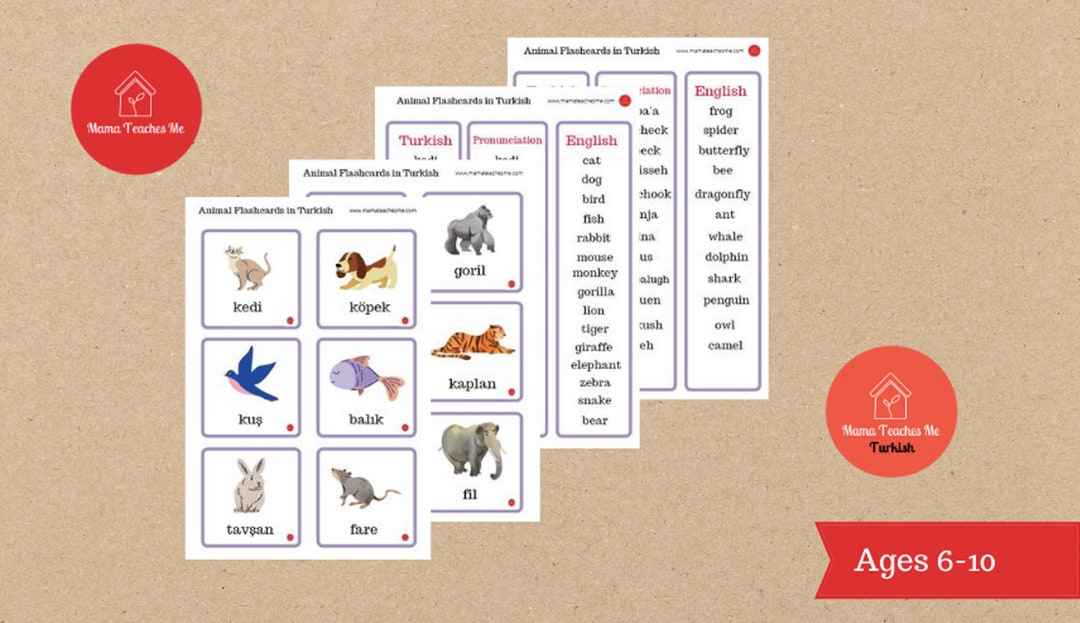 Turkish Animal Flashcards BUNDLE // Educational Printable // Flashcards ...