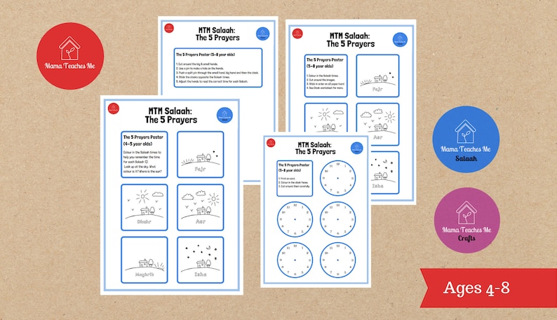 The 5 Prayers // Kids Educational Printable // Salaah // Education With ...