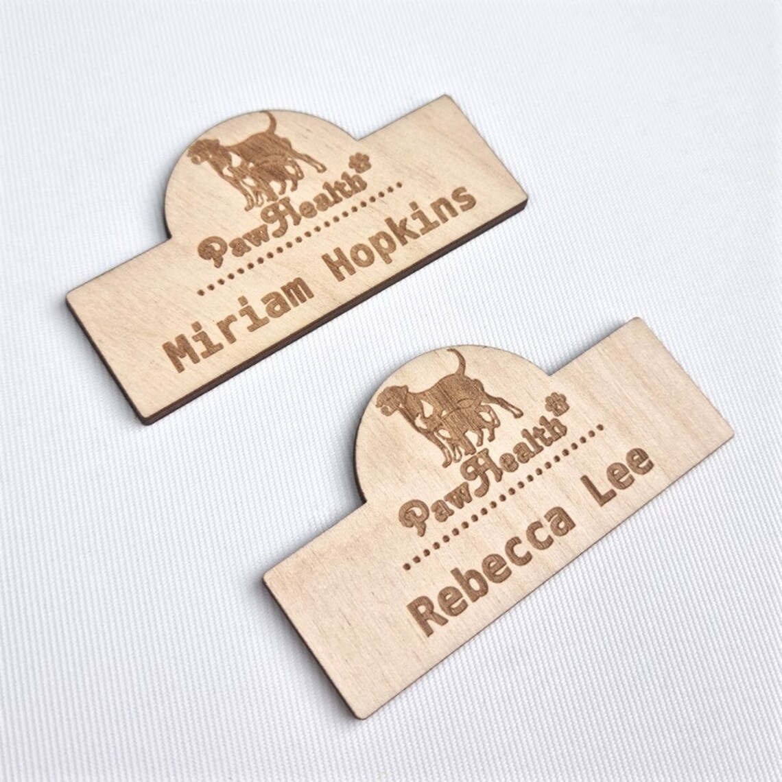 Personalized Wooden Name Tag, Wood Engraved Name Badge, Business Custom ...