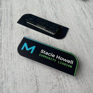 Black Metalic Nametag, Custom Name Tag, Personalised Name Badge ...