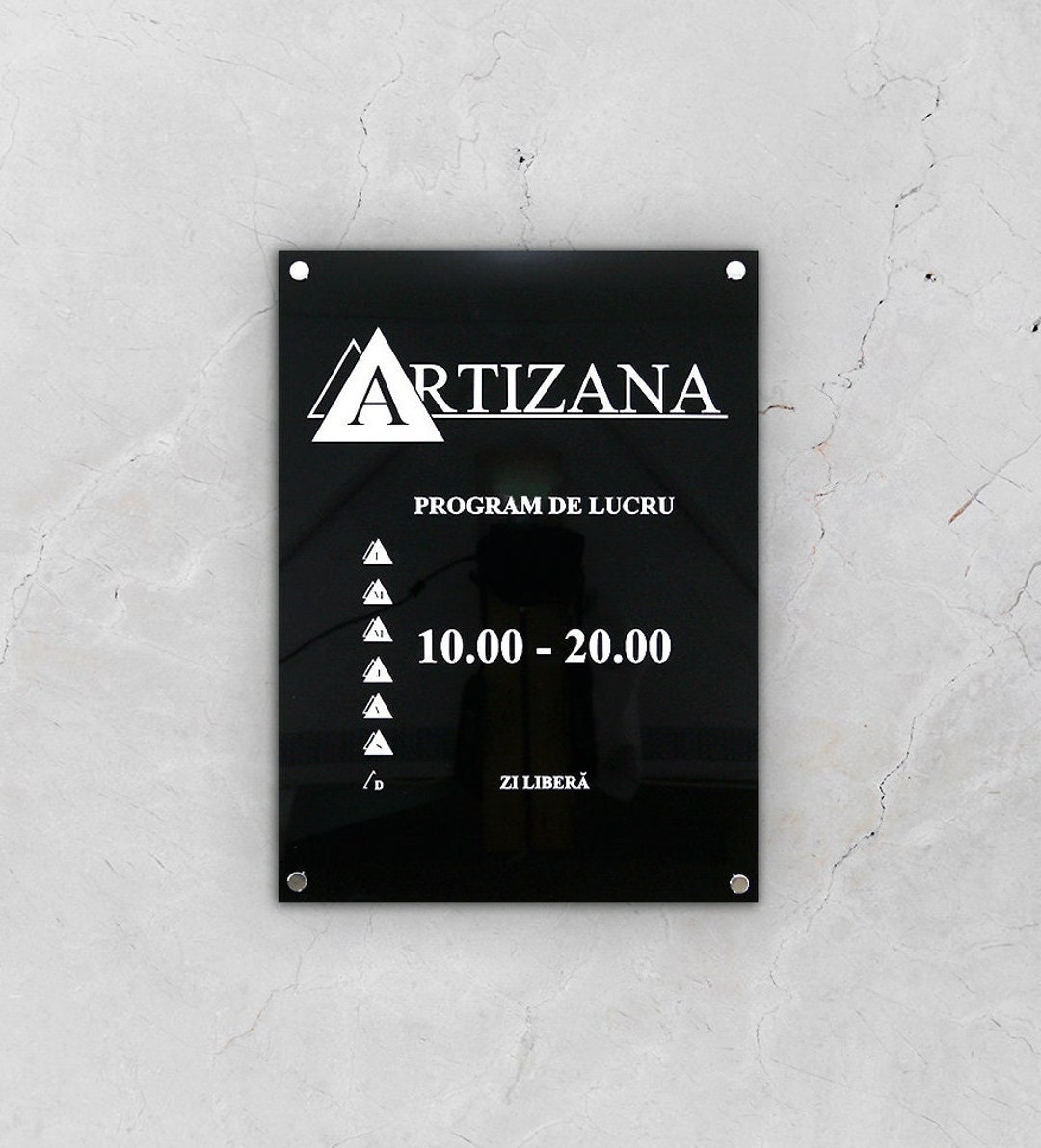 Black Acrylic Business Sign Wall Nameplate Personalized Floating ...