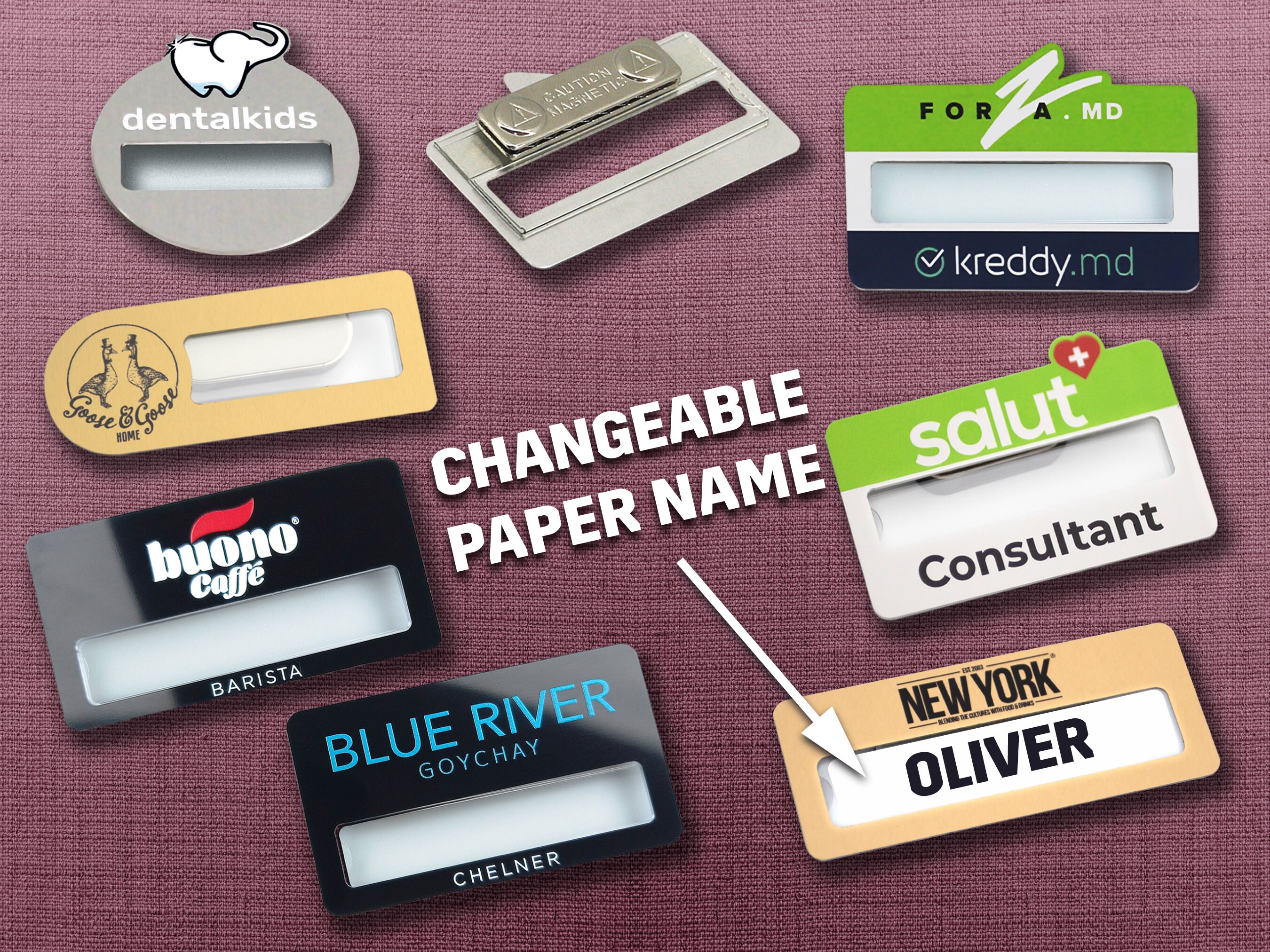 Personalized Aluminum Name Tag | Changeable Employee Badge With Magnet ...