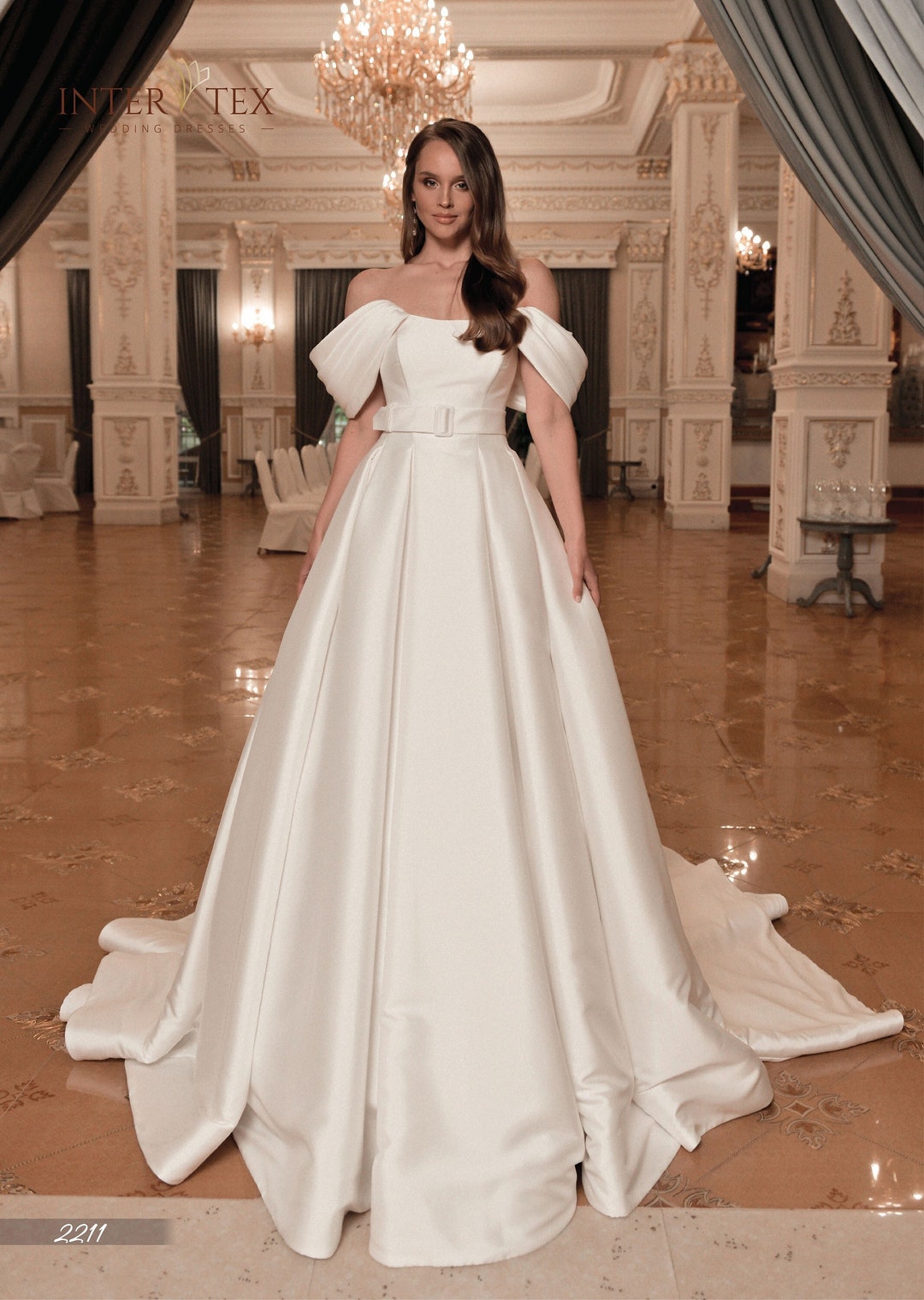 A-line Satin Bridal Gown, Wedding off Shoulders Dresses, Custom Unique ...