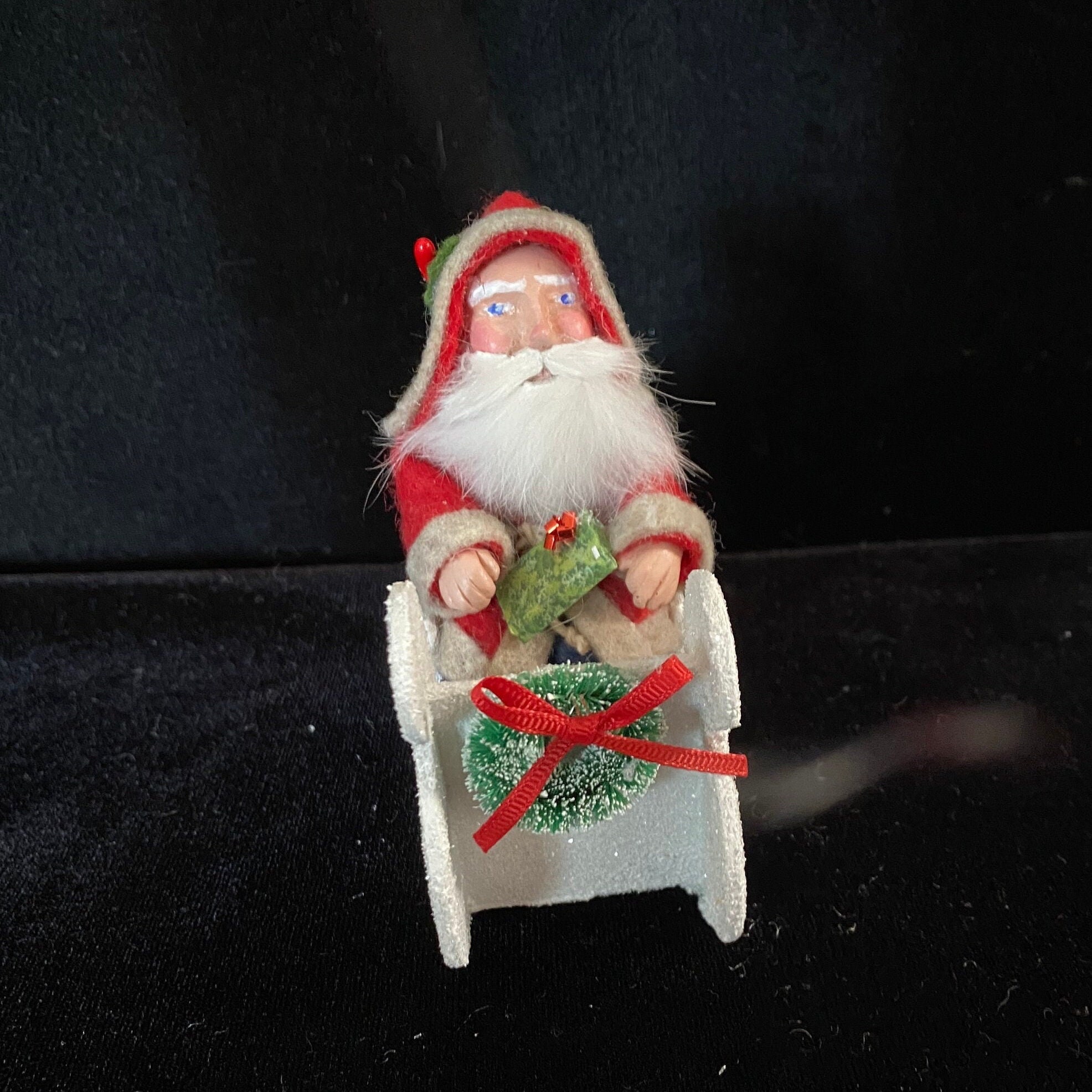 3.5 Vintage German Santa replica in Sleigh - Etsy