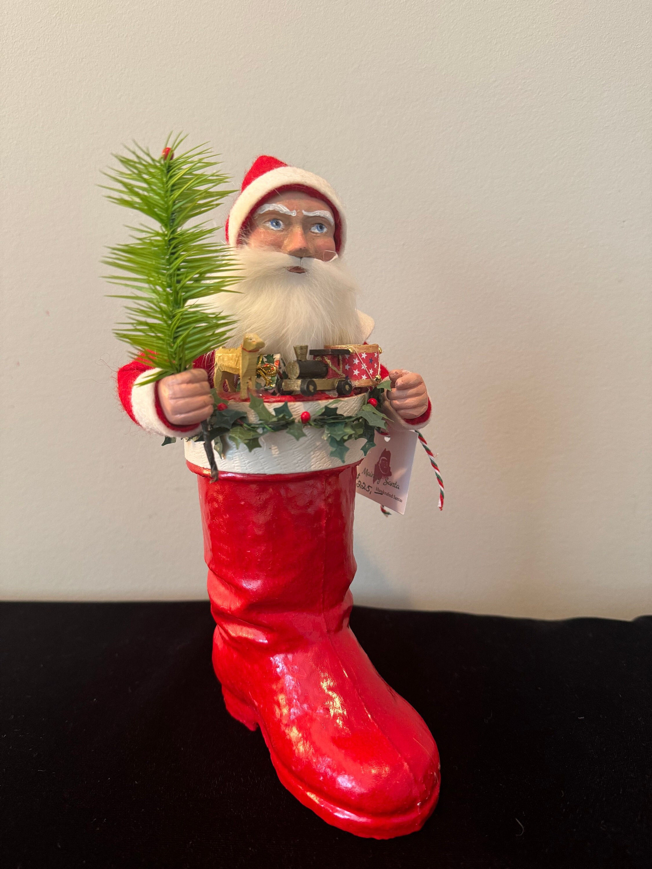 German 9 Vintage Paper Mache Boot Candy Container With Artisan Santa ...