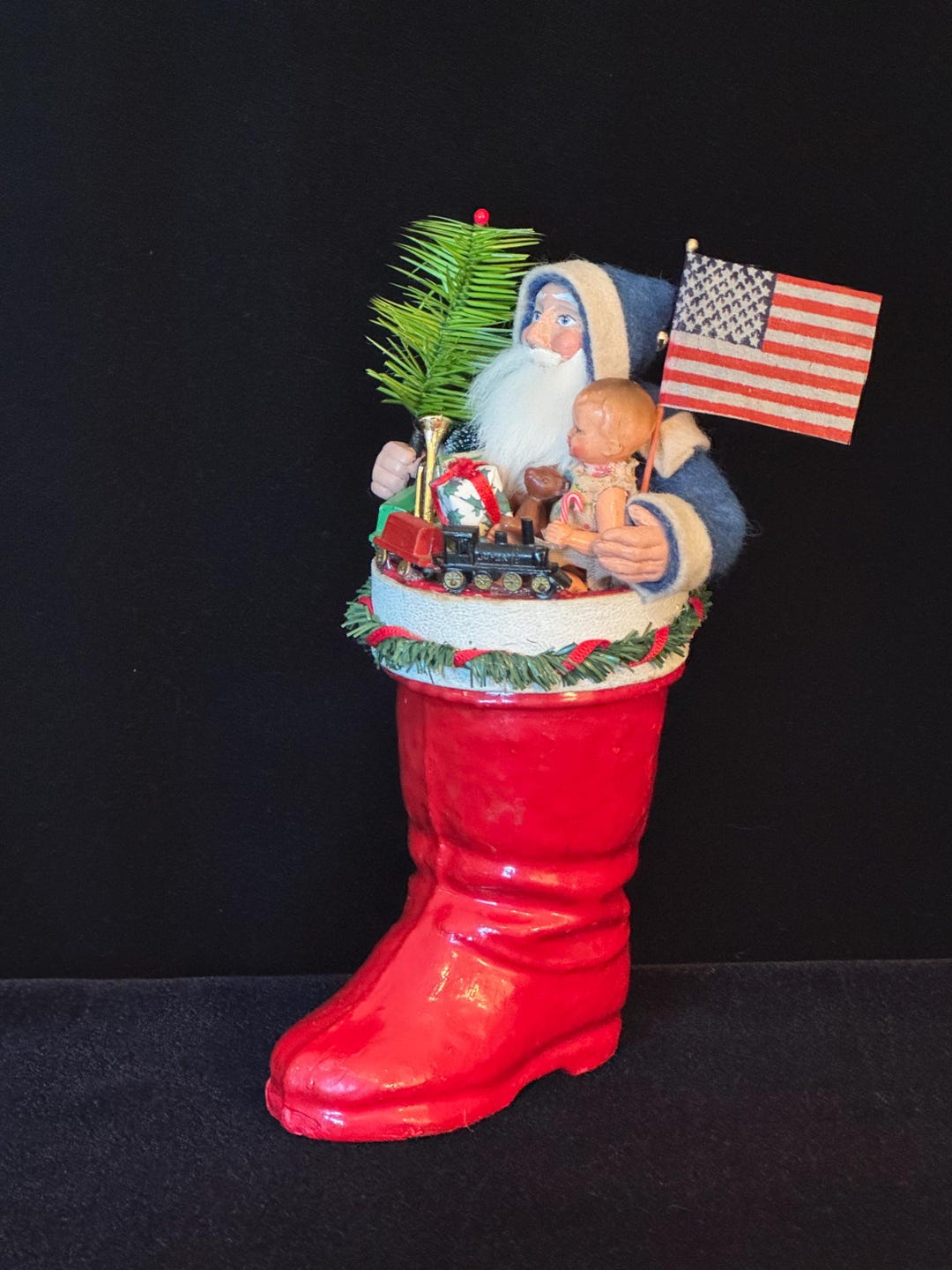German Red Vintage Paper Mache Boot Candy Container With Handcrafted ...