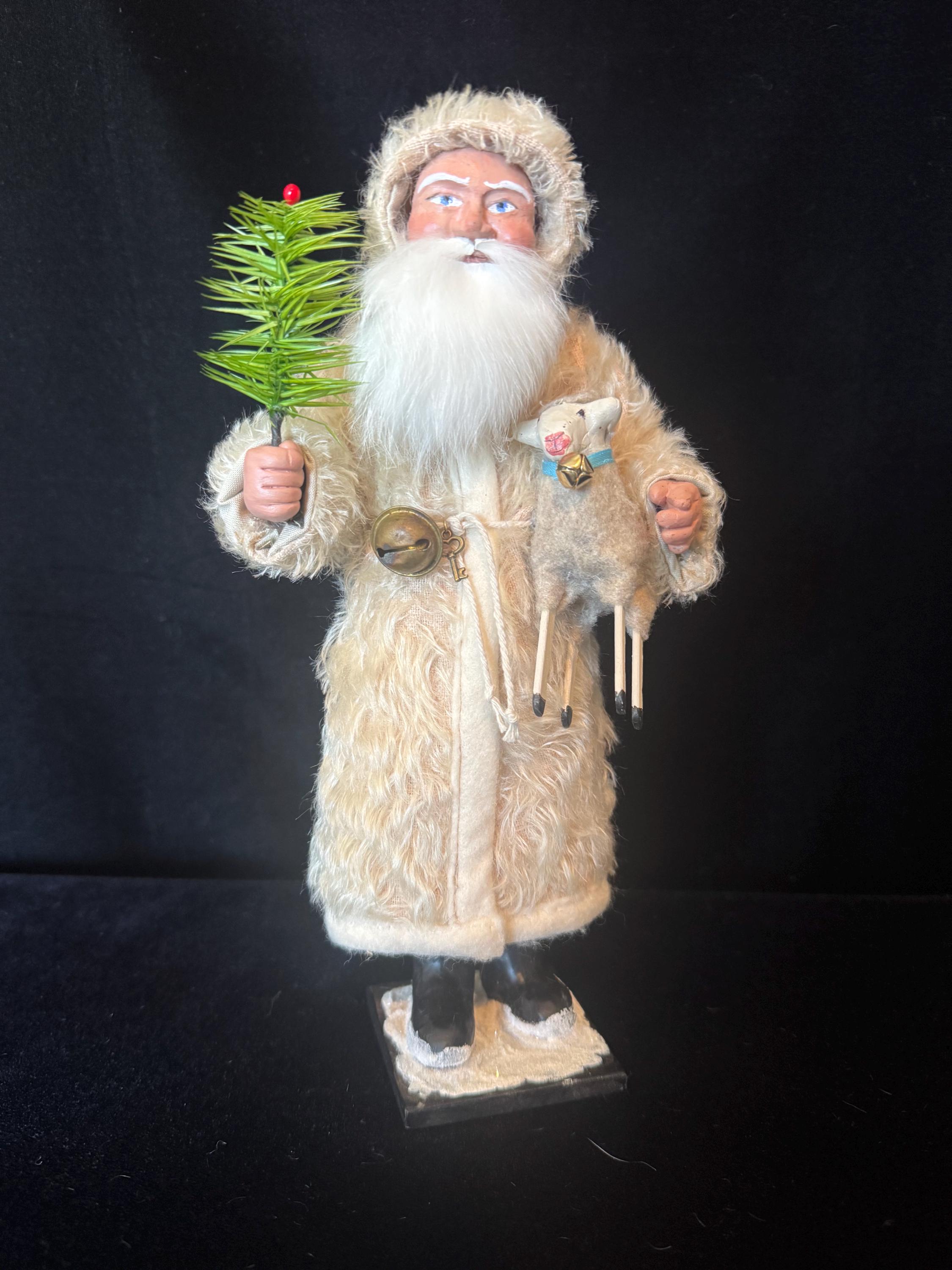 10” Reproduction Antique German Santa Candy Container in German Wool ...