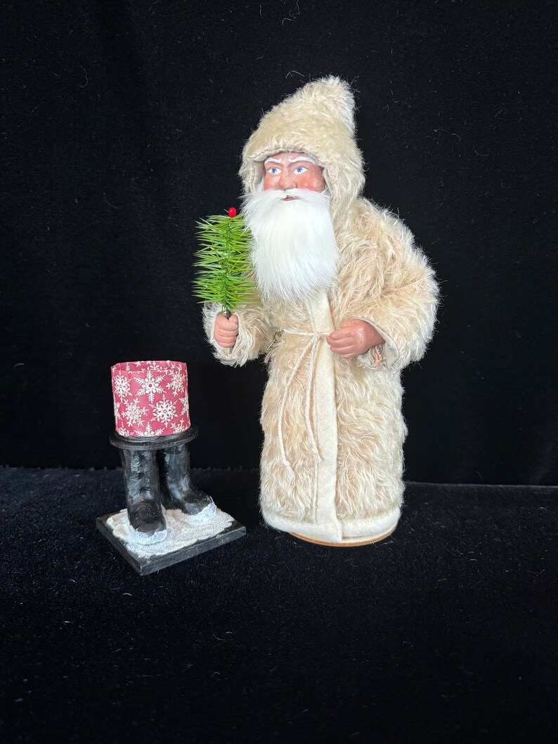10 Reproduction Antique German Santa Candy Container in Mohair Coat - Etsy
