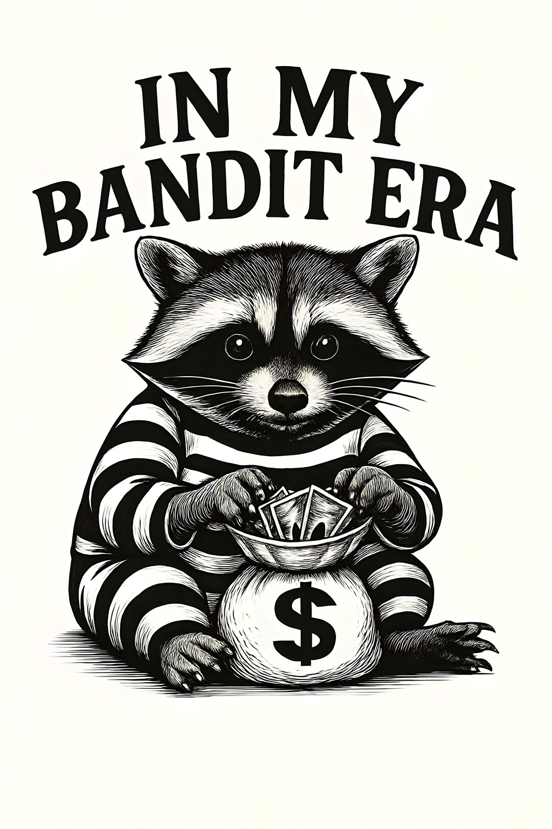 Bandit Raccoon | Raccoon Poster | Funny Raccoon Art | Raccoon Digital ...