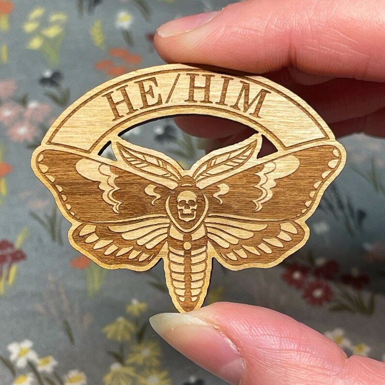 Wooden Pronoun Pins Moth Pins Wood Burning - Etsy