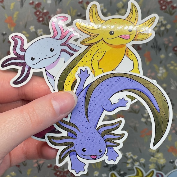 Axolotl Stickers Gold Foil Mirror Effect Sticker - Etsy