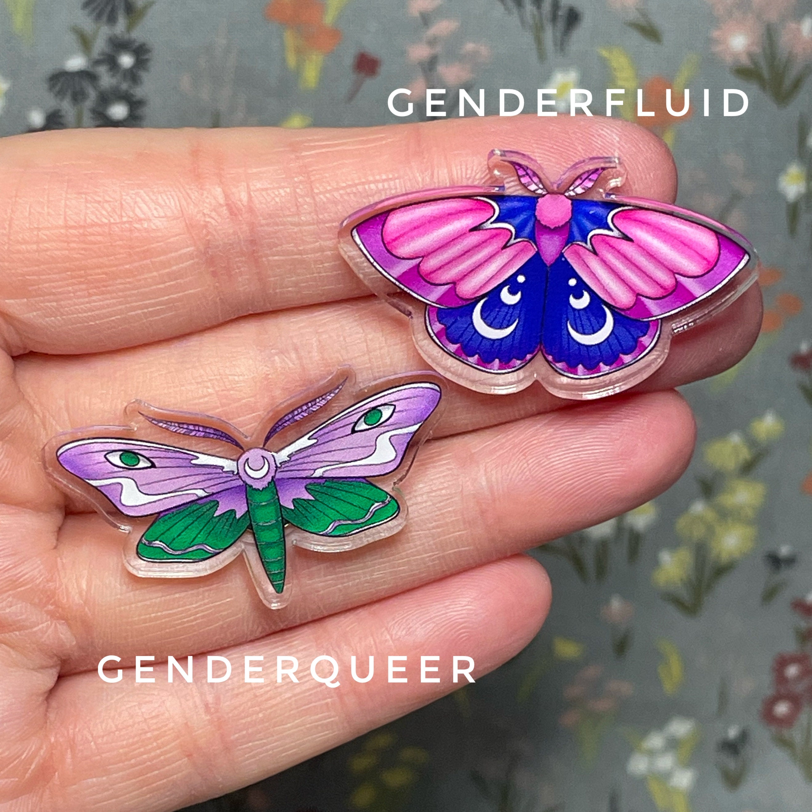 Pride Moth Pin genders Acrylic Pin Moth Pins Insect - Etsy