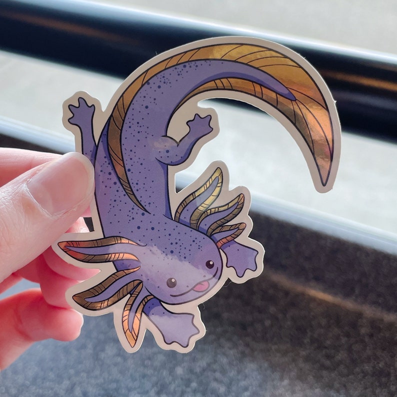 Axolotl Stickers Gold Foil Mirror Effect Sticker - Etsy