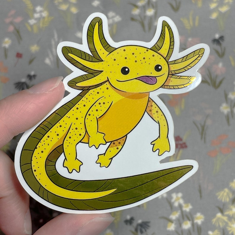 Axolotl Stickers Gold Foil Mirror Effect Sticker - Etsy