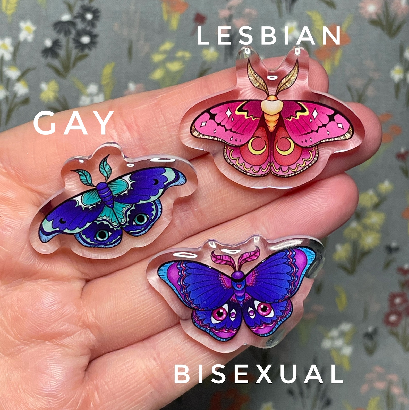 Pride Moth Pin sexualities Acrylic Pin Moth Pins - Etsy