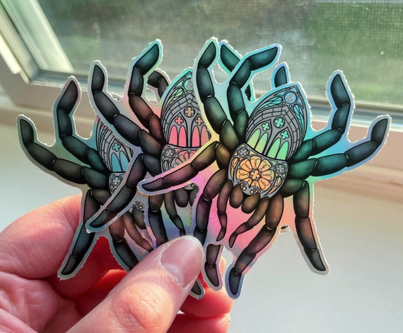 Holographic Tarantula Sticker black - Etsy