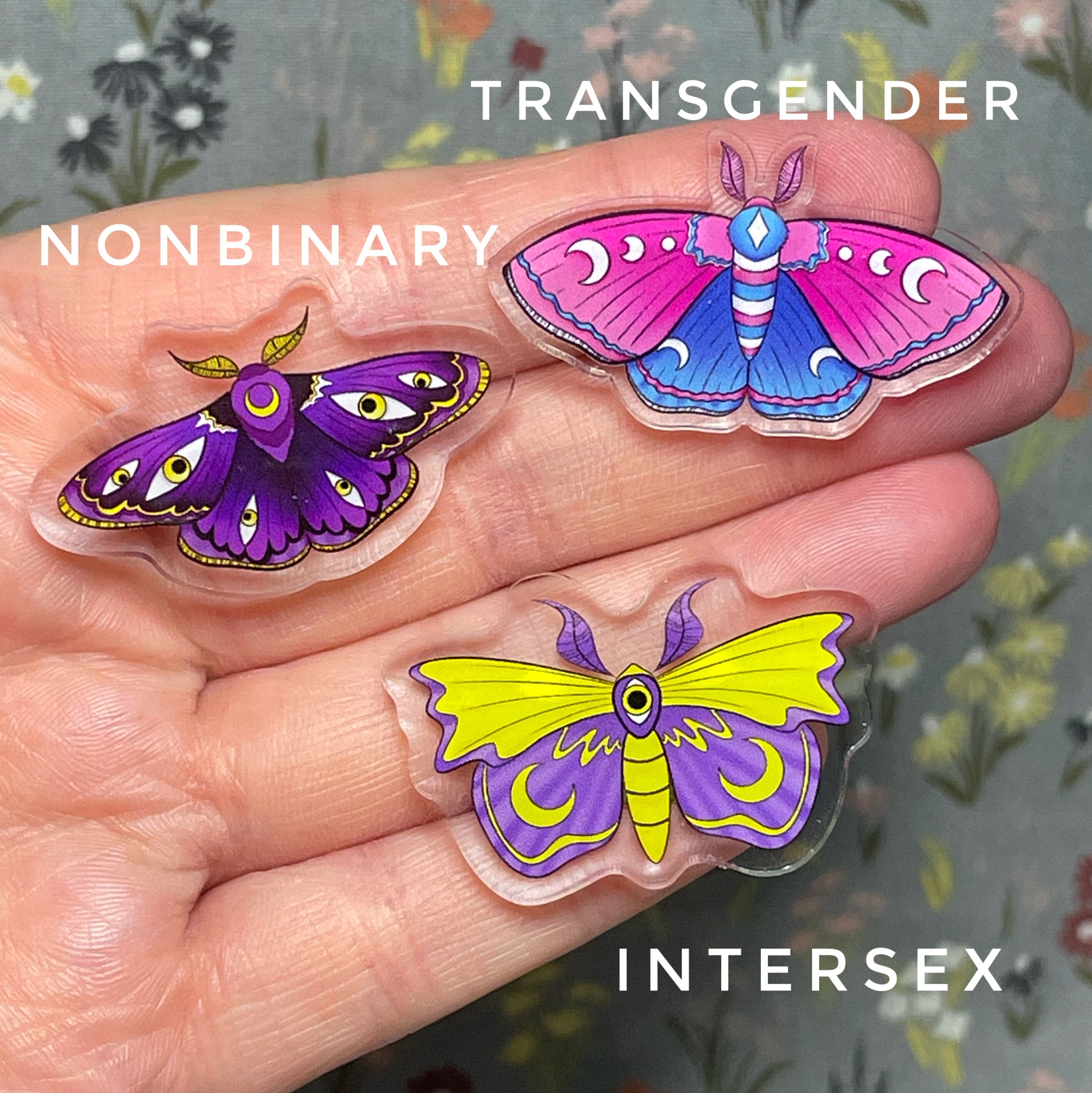 Pride Moth Pin genders Acrylic Pin Moth Pins Insect - Etsy