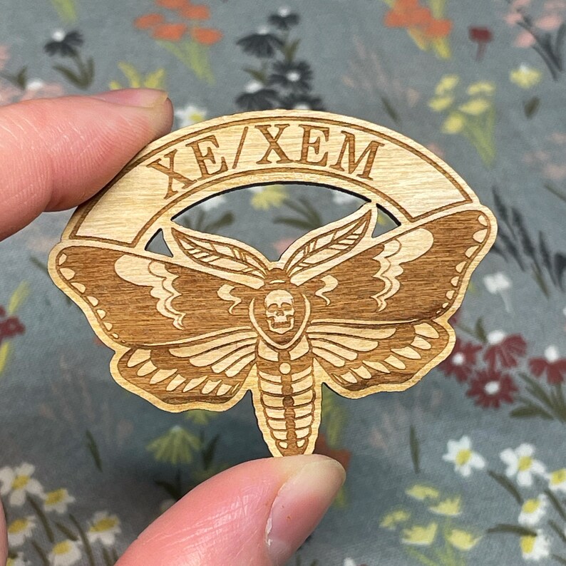 Wooden Pronoun Pins Moth Pins Wood Burning - Etsy