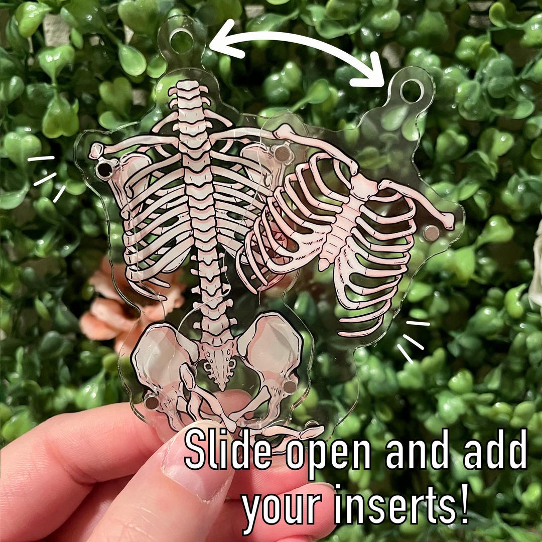 Skeleton OPENING Shaker Keychain | Inserts Sold Separately - Etsy