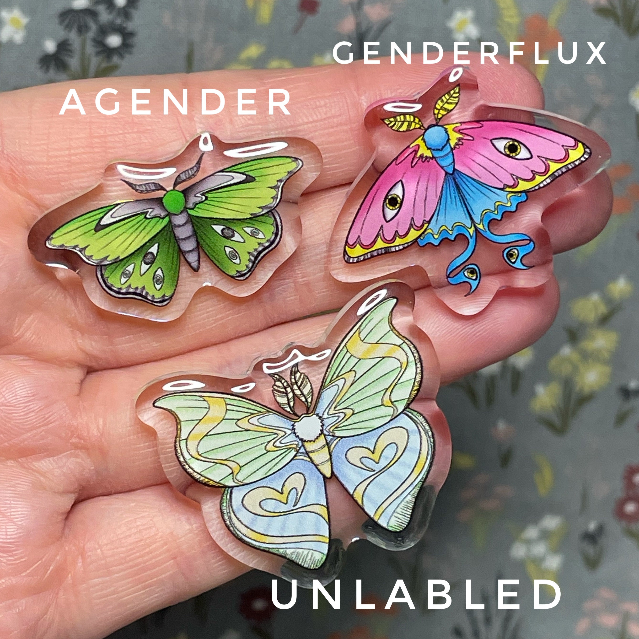 Pride Moth Pin genders Acrylic Pin Moth Pins Insect - Etsy