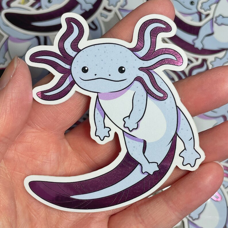 Axolotl Stickers Gold Foil Mirror Effect Sticker - Etsy