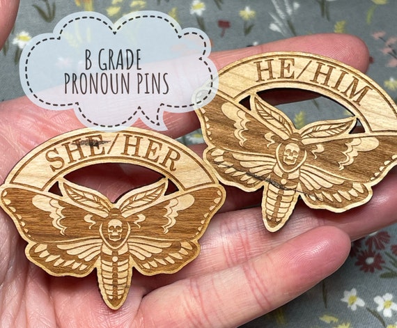B-grade Wooden Pronoun Pins Moth Pins Wood Burning - Etsy
