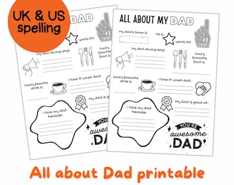All About Dad Questionnaire / Dad Keepsake / Father's Day - Etsy