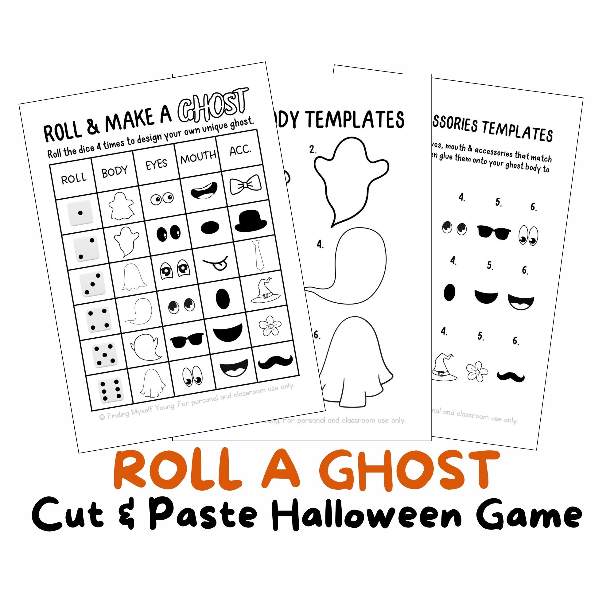 Halloween Roll A Ghost Game, Printable Halloween Game for Kids ...