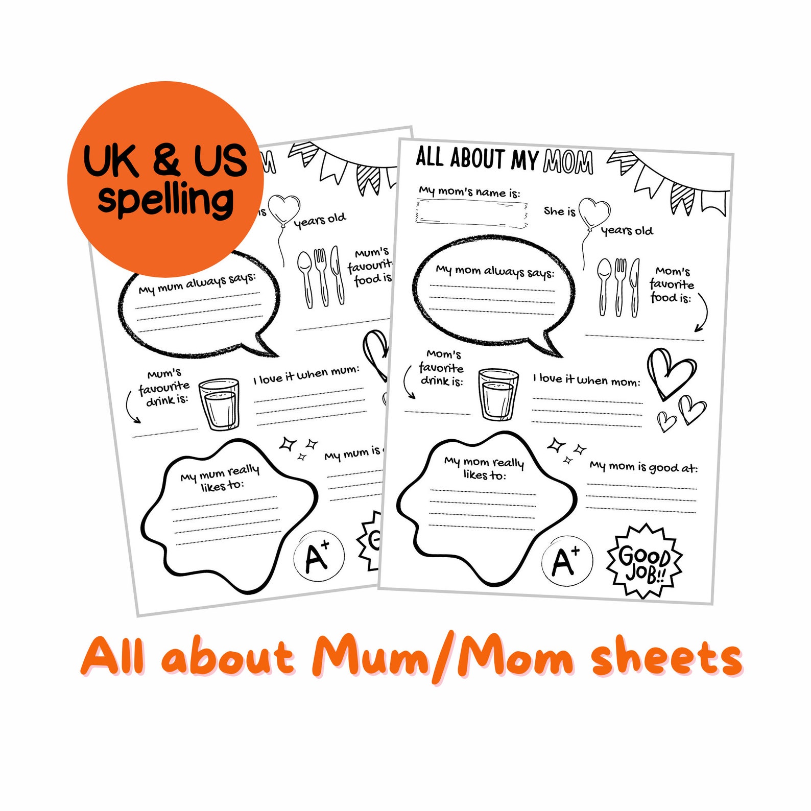 All About My Mom Printable Question Sheet Mothers Day Mum Questionnaire ...